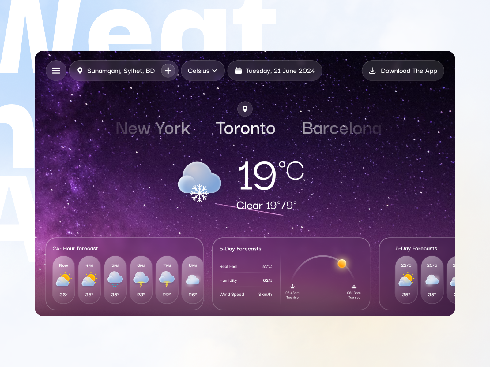 Weather & Forecasting App Design by KD Partho on Dribbble