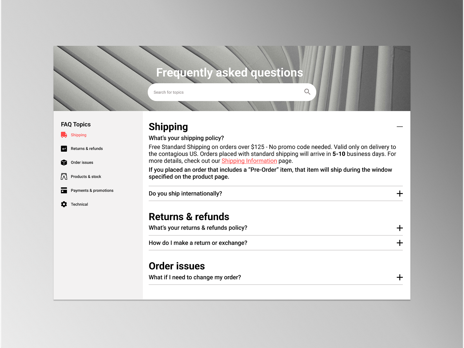 Daily UI FAQ Page by Cody Hand on Dribbble