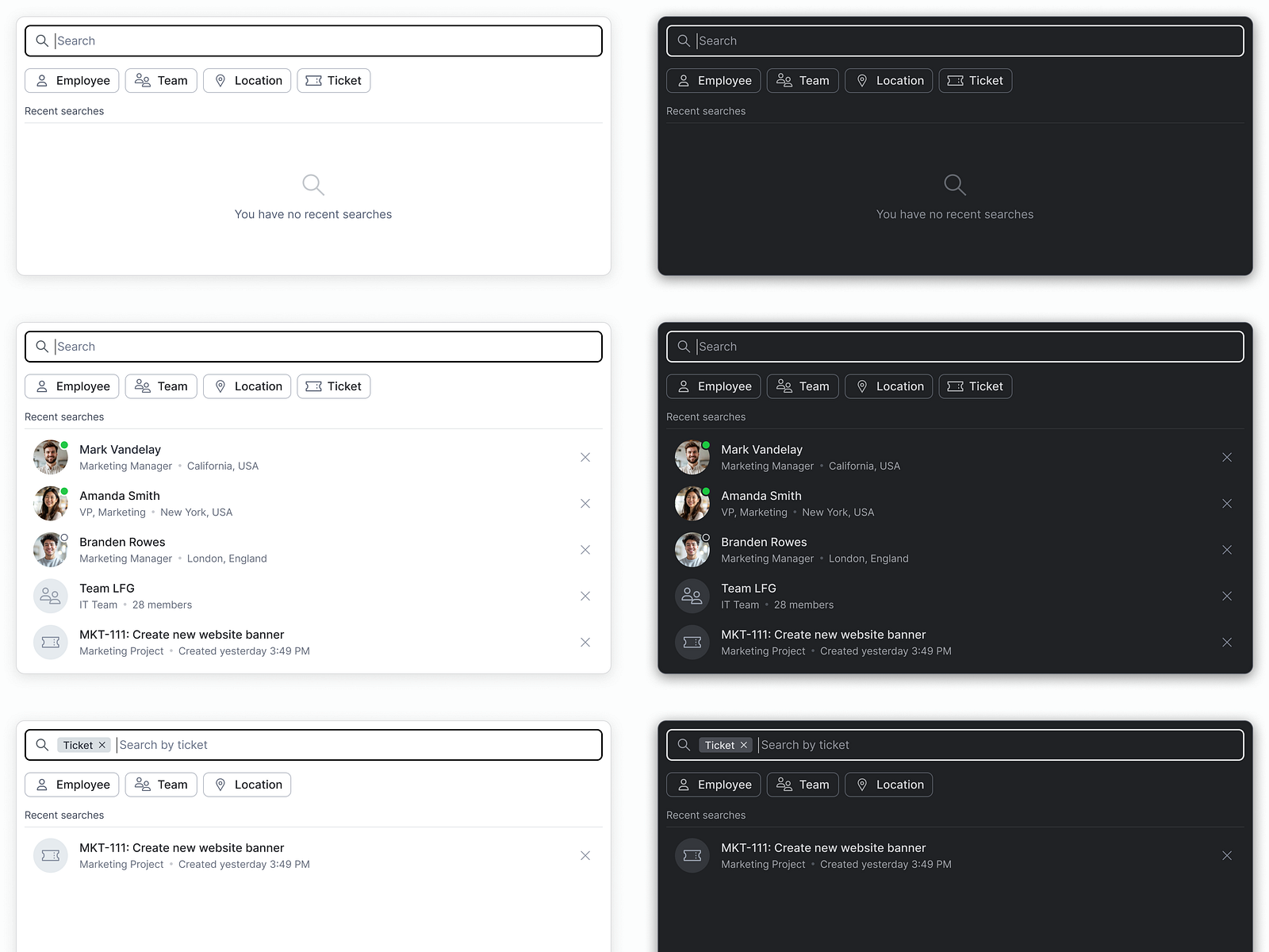 Search UI - Light/Dark Mode A11Y by Loucil Rubio on Dribbble