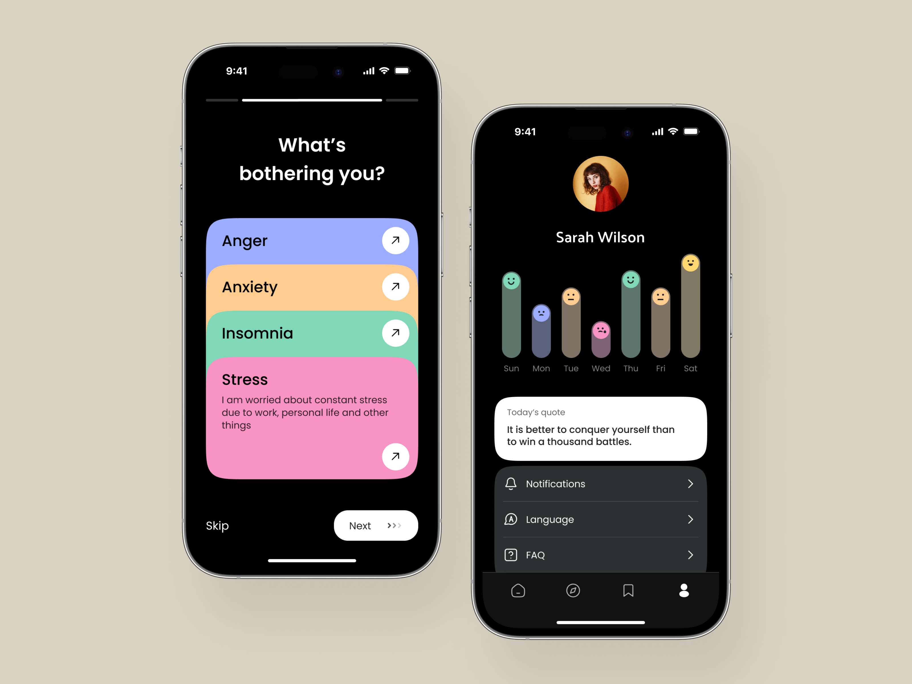 Selfcare App UI by Ronas IT | UI/UX Team on Dribbble