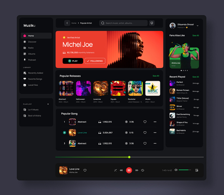 Music Web App Template by Dibyendu Ghosal UX/UI on Dribbble
