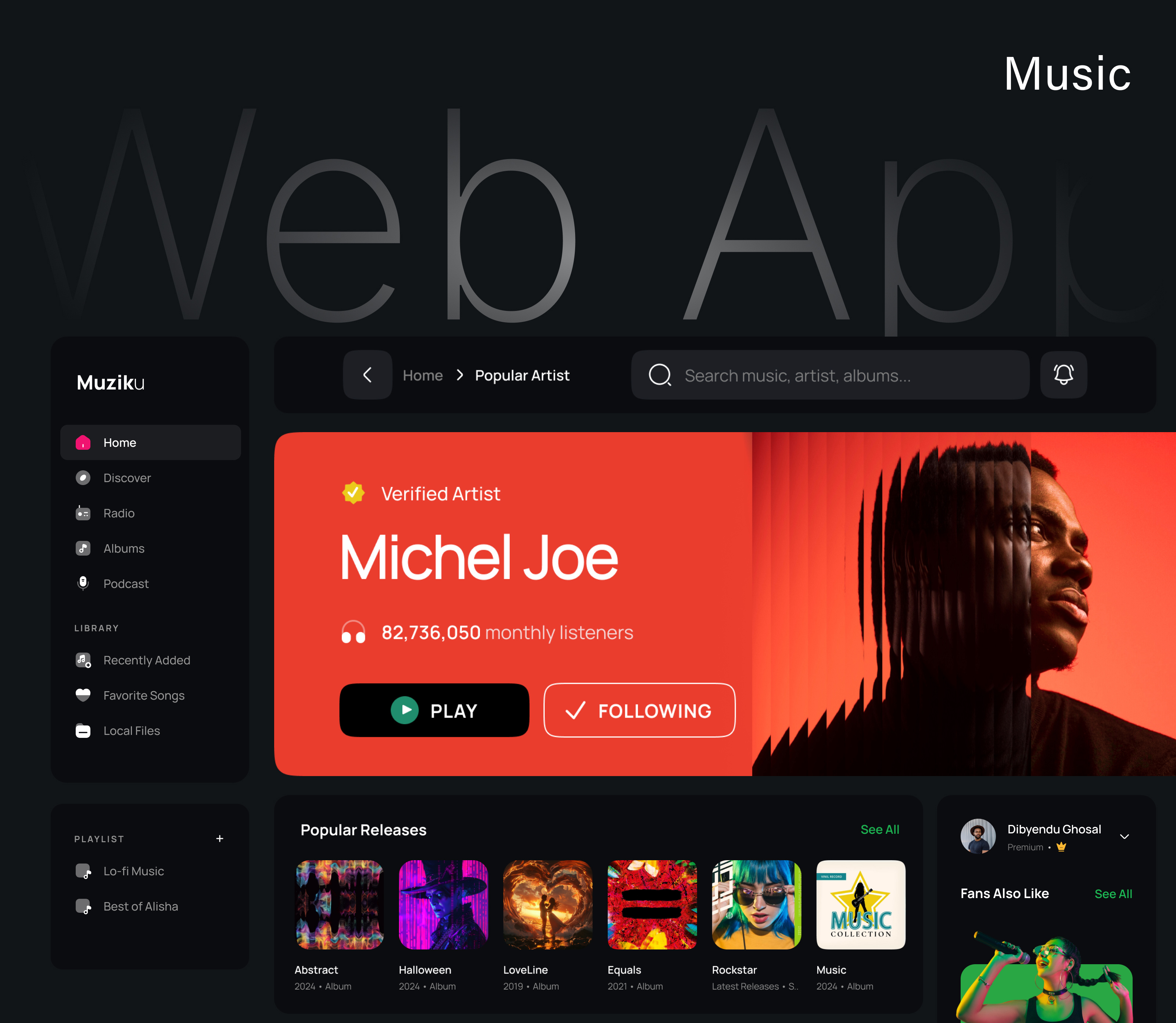 Music Web App Template by Dibyendu Ghosal UX/UI on Dribbble