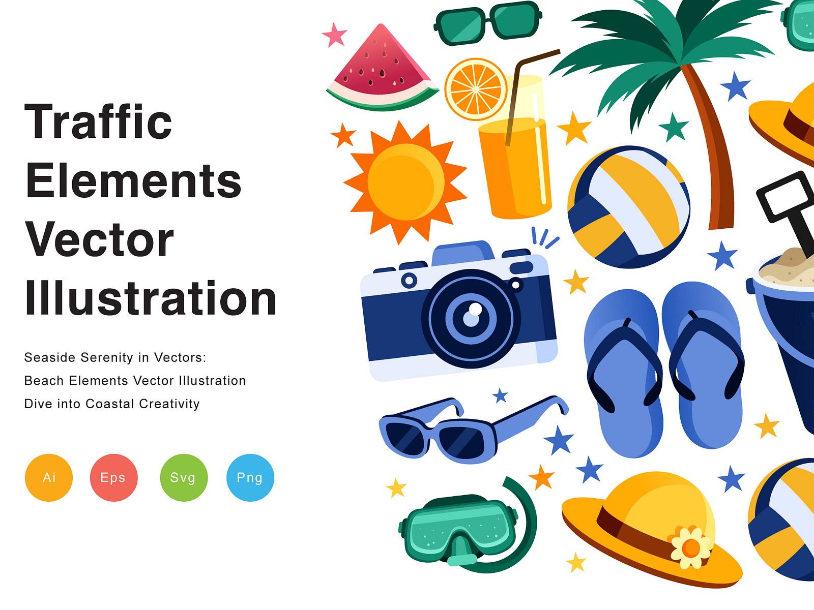 Beach Elements Vector Illustration by ianmikraz on Dribbble
