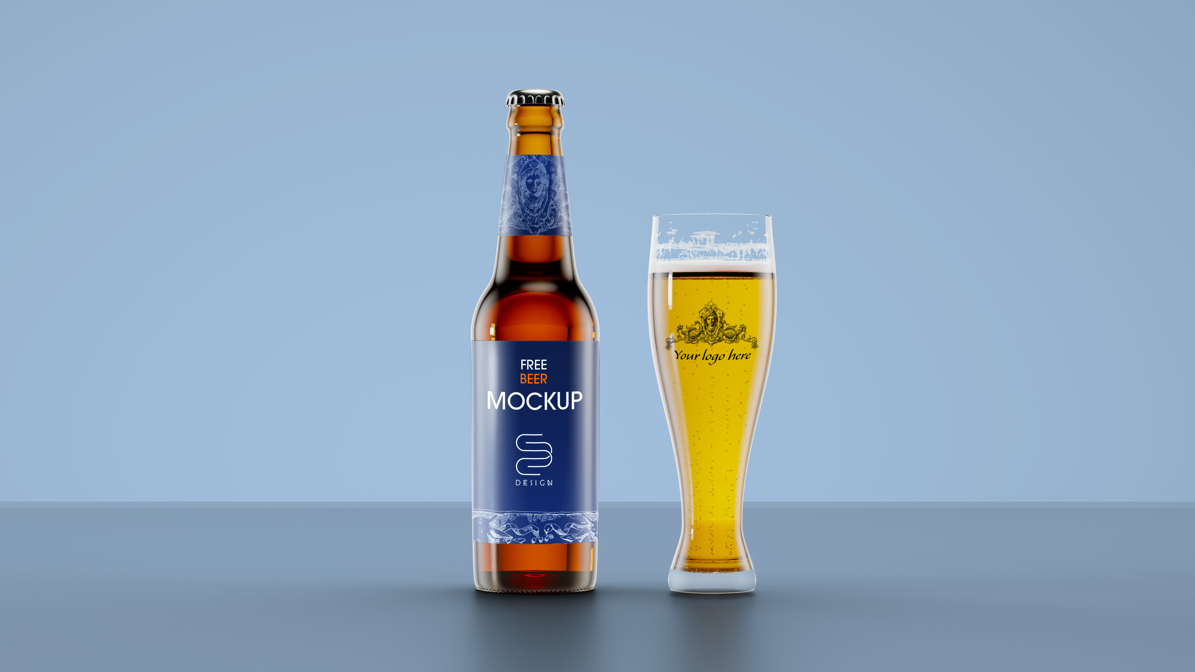 Beer bottle and glass mockup by Sinisa Zec on Dribbble