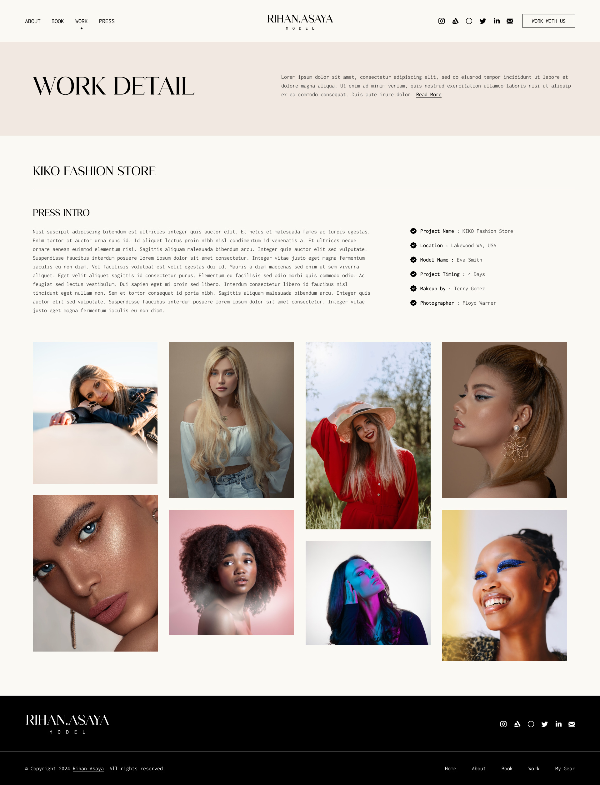 Rihan Asaya Modeling Website Tailwind HTML Template by WebbyTemplate on Dribbble