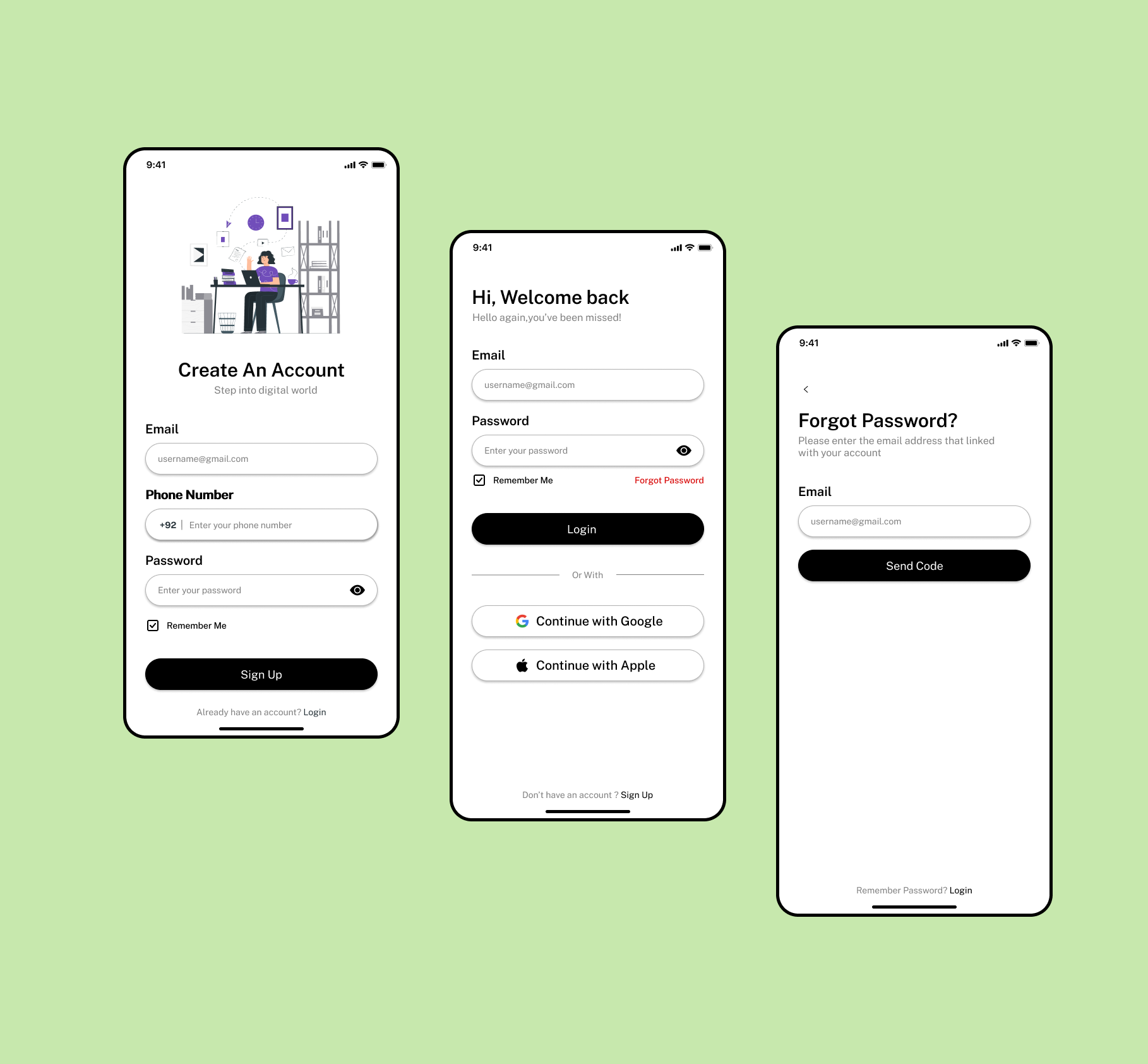 Mobile App Login Screen by Fizza Qayyum on Dribbble