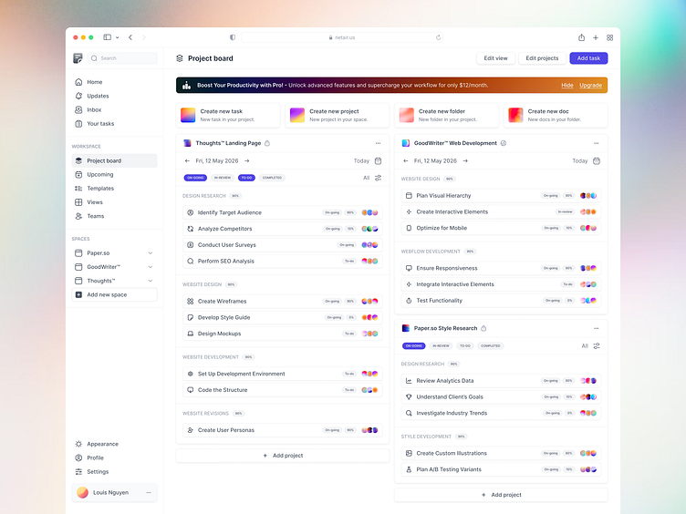 Project Boards by Louis Nguyen on Dribbble