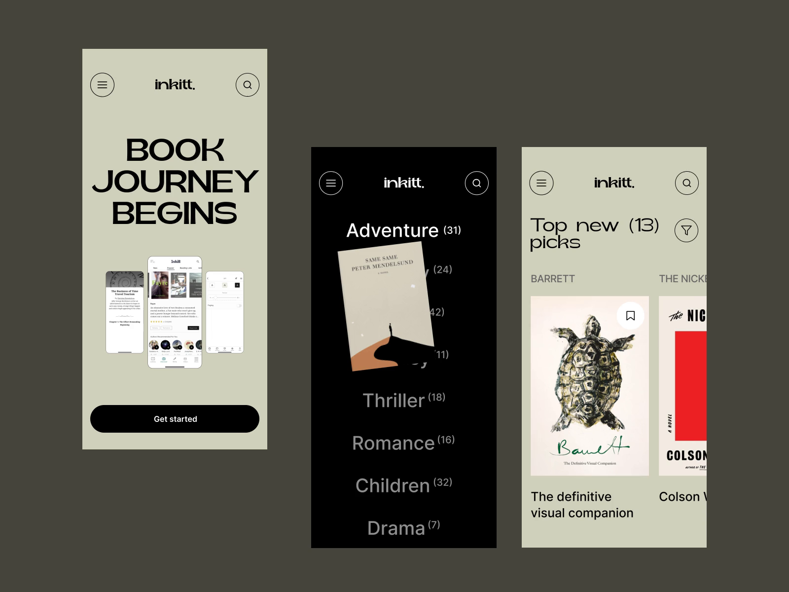 Inkitt responsive design concept by Taras Migulko for Emote on Dribbble