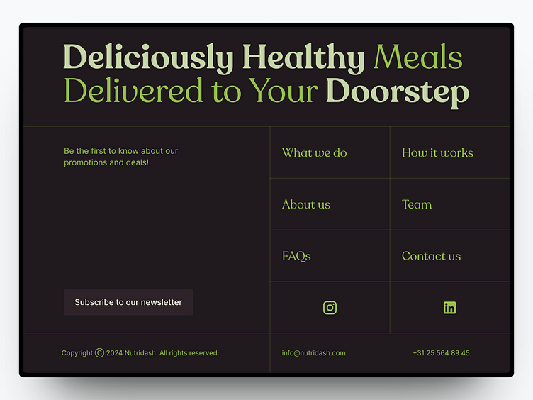 Nutridash Food Service - Footer Design by Ashwin Pradeep Kumar on Dribbble