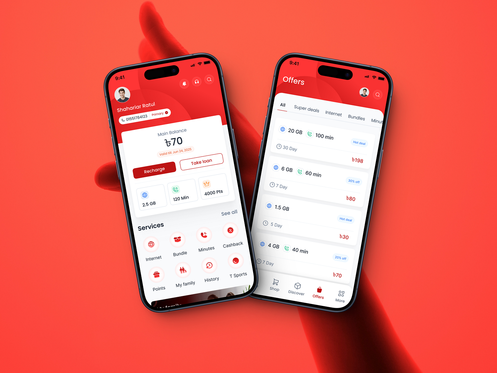 Robi - Telecommunication app redesigned by Shahariar Ratul on Dribbble