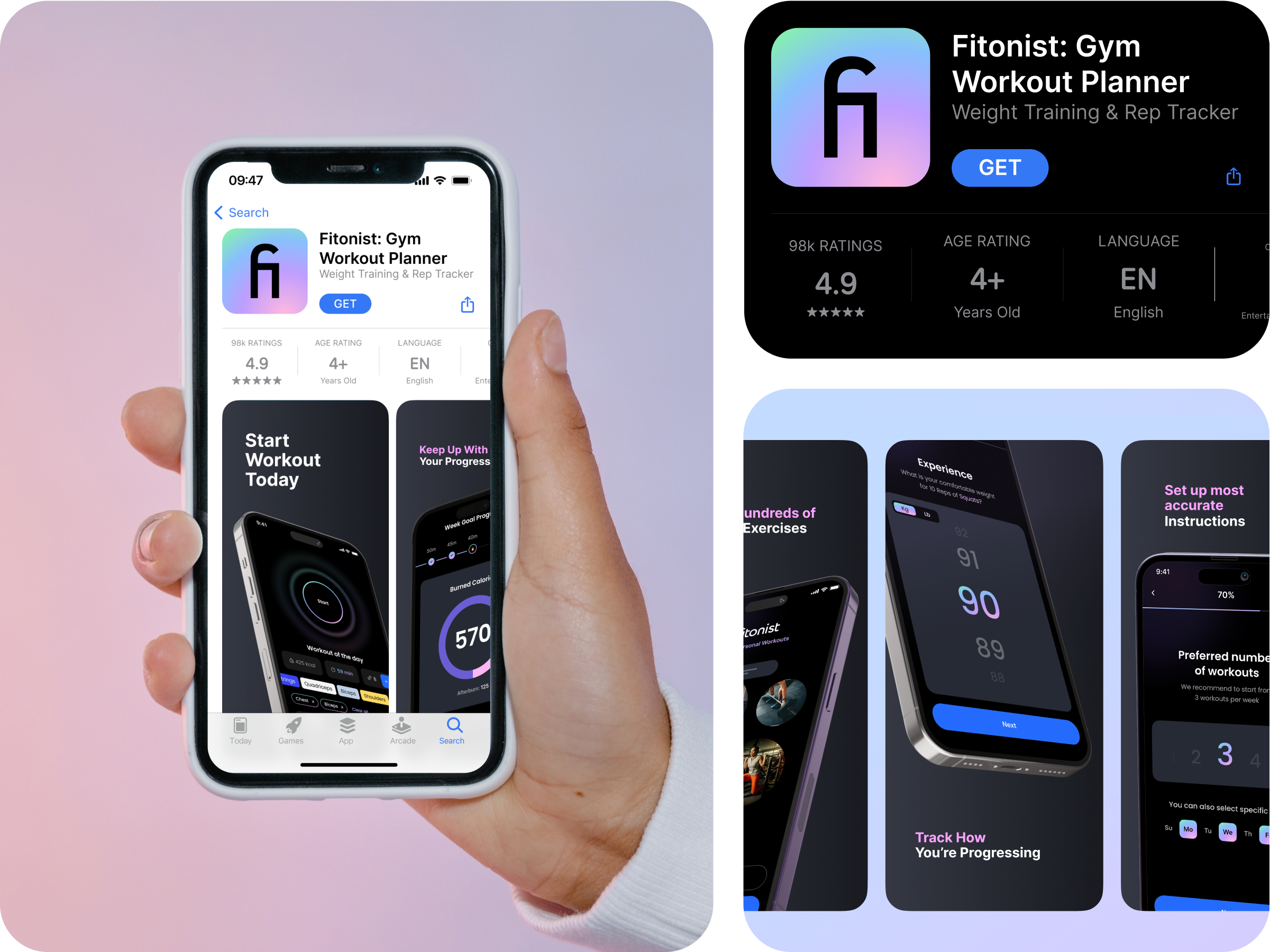 Fitonist - App store cover images for the gym workout app by Outcrowd ...