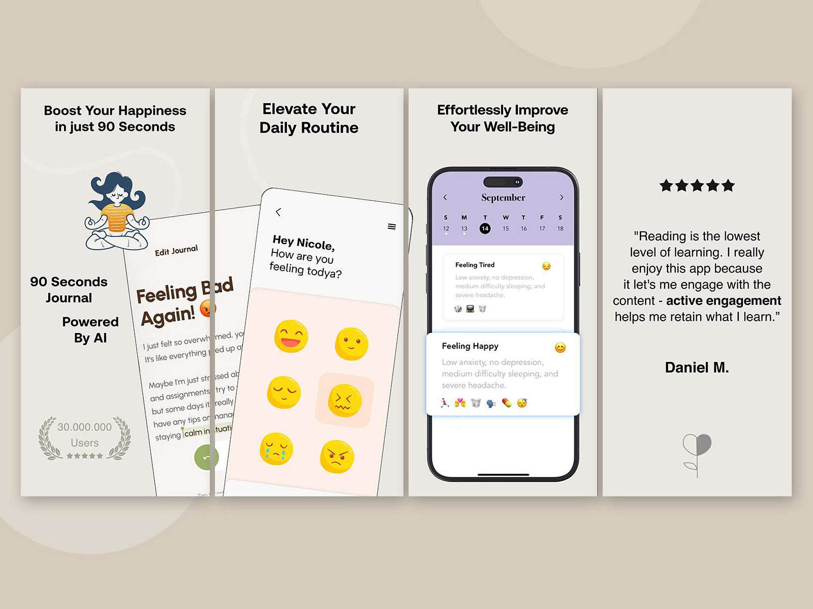 AI Journal App Screenshots 6.5-inch by Sajjad Aziz on Dribbble