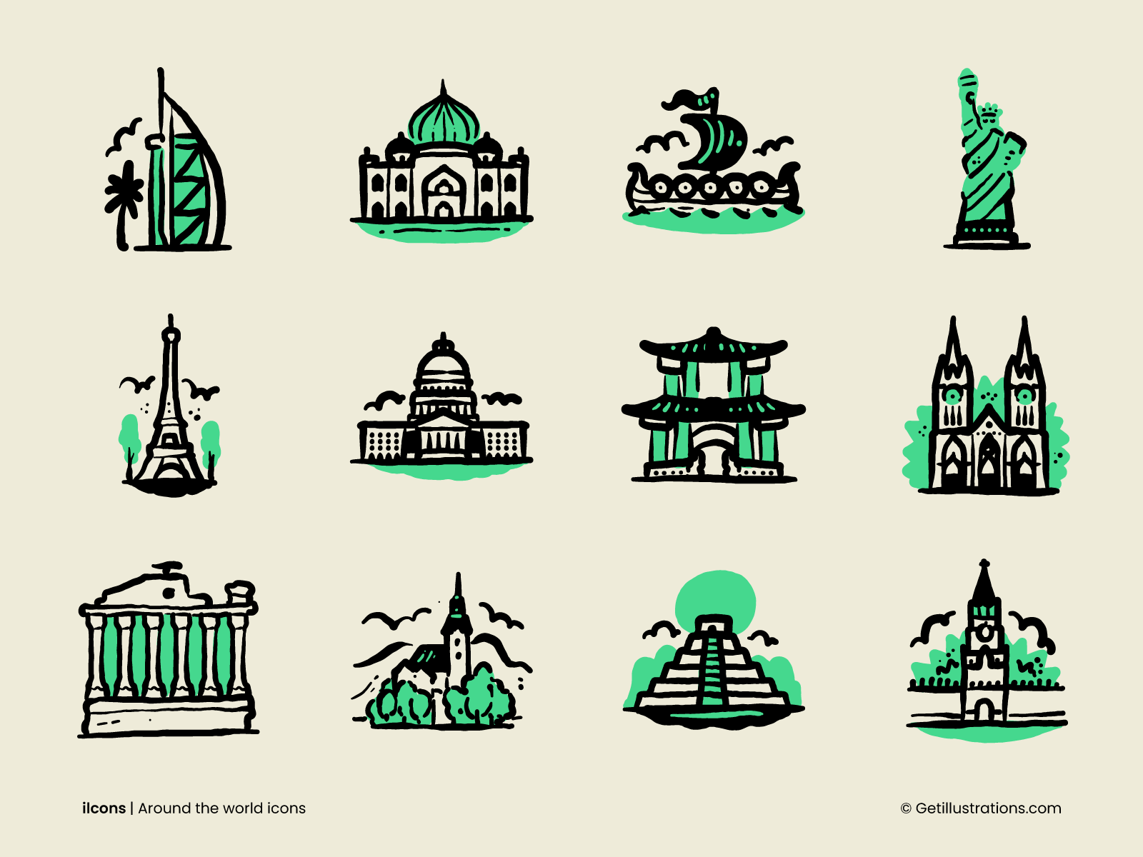 ilcons Around the world icons by Getillustrations on Dribbble