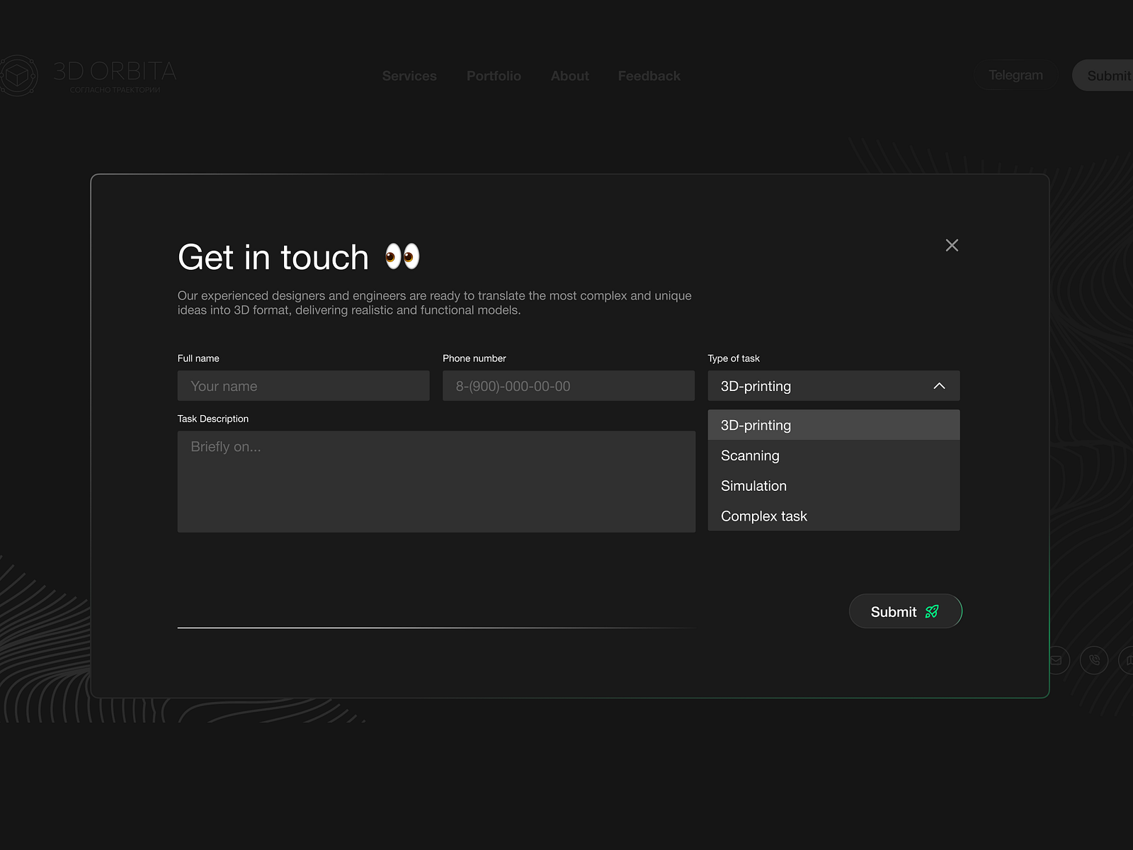 Contact Form for 3D Landing by AVOSULUT on Dribbble