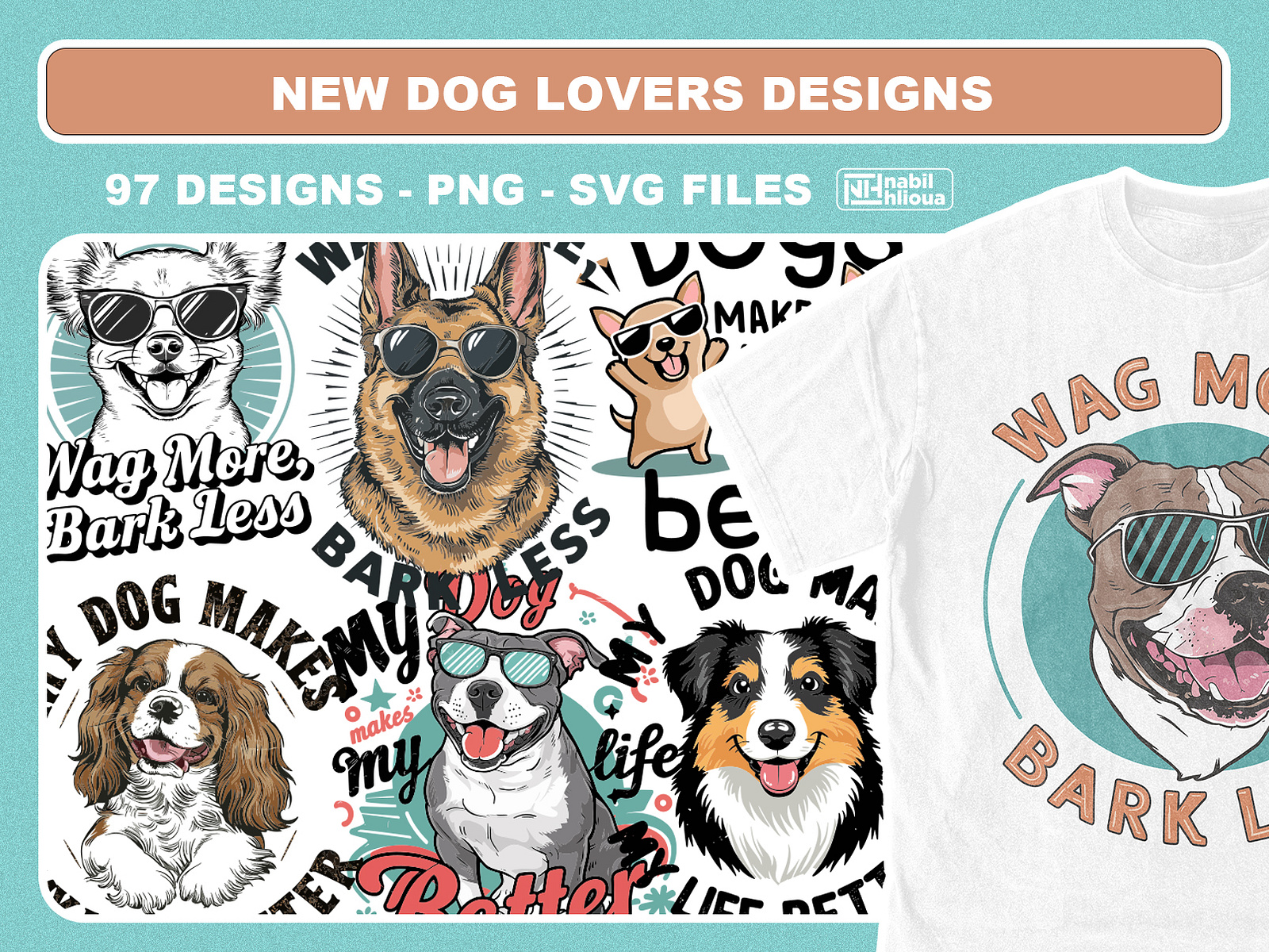 2024 new dog lovers print on demand svg and png designs by Nabil Hlioua ...