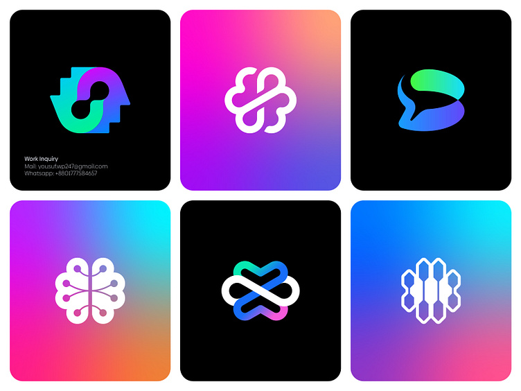 Modern, Gradient, Human Brain and Intelligence Logo Collection by Sumon ...
