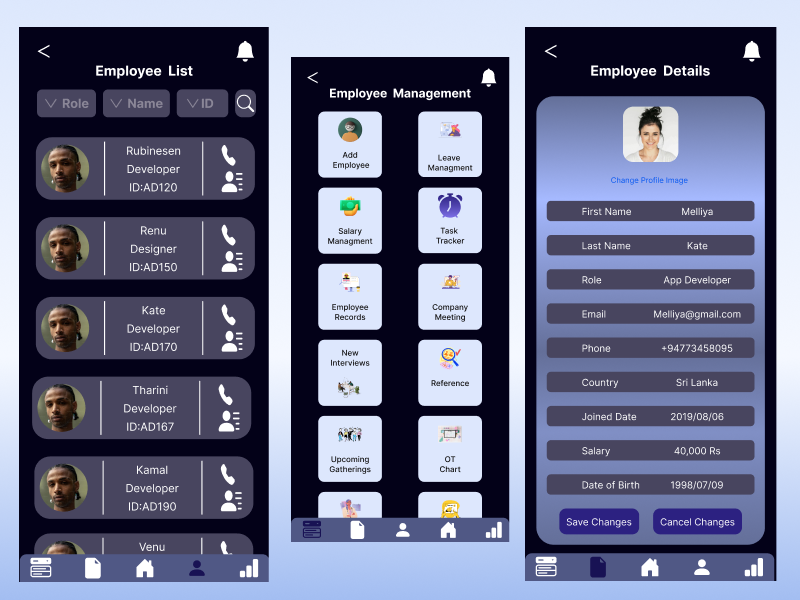 Humen Resource Management Mobile App UI by zahra muzamali on Dribbble