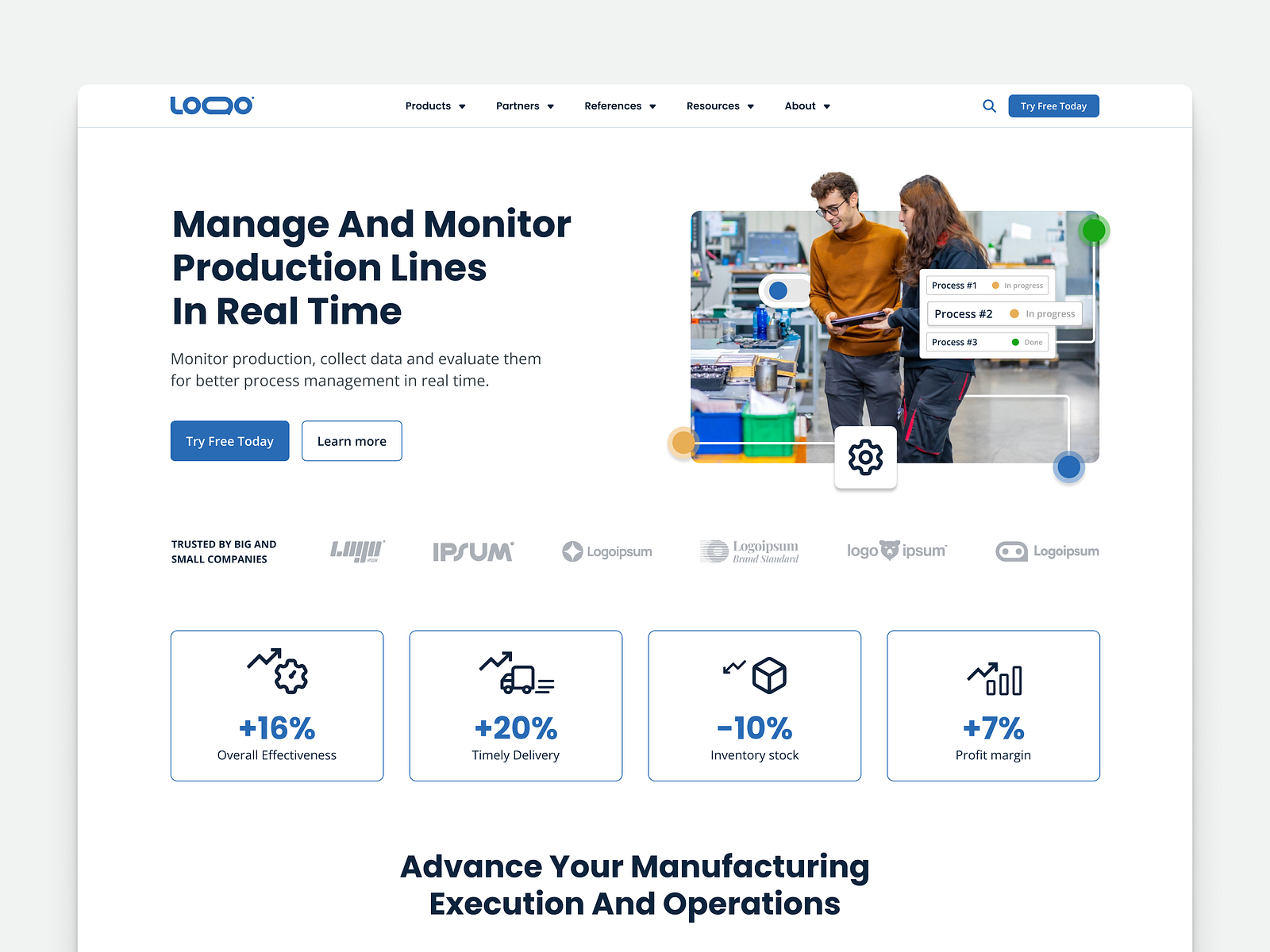 Production Line Monitoring Company Hero Section by Andrej on Dribbble