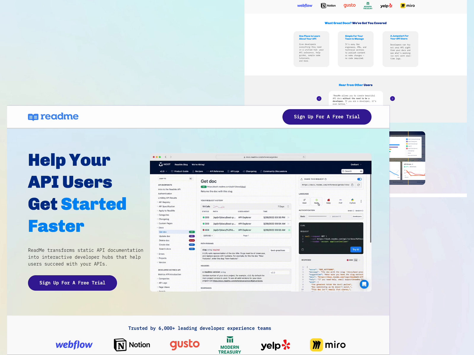 ReadMe Landing Page by Megan Gill for Black Propeller on Dribbble