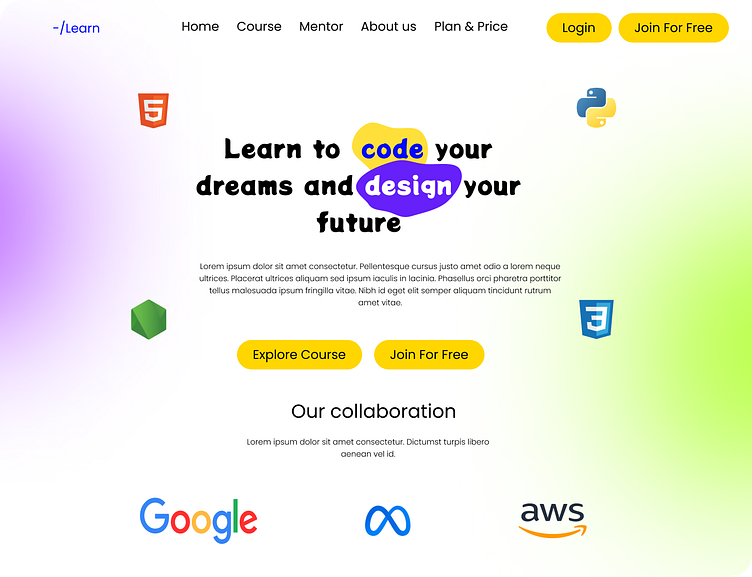 learning website figma design by Emran Ahmod on Dribbble