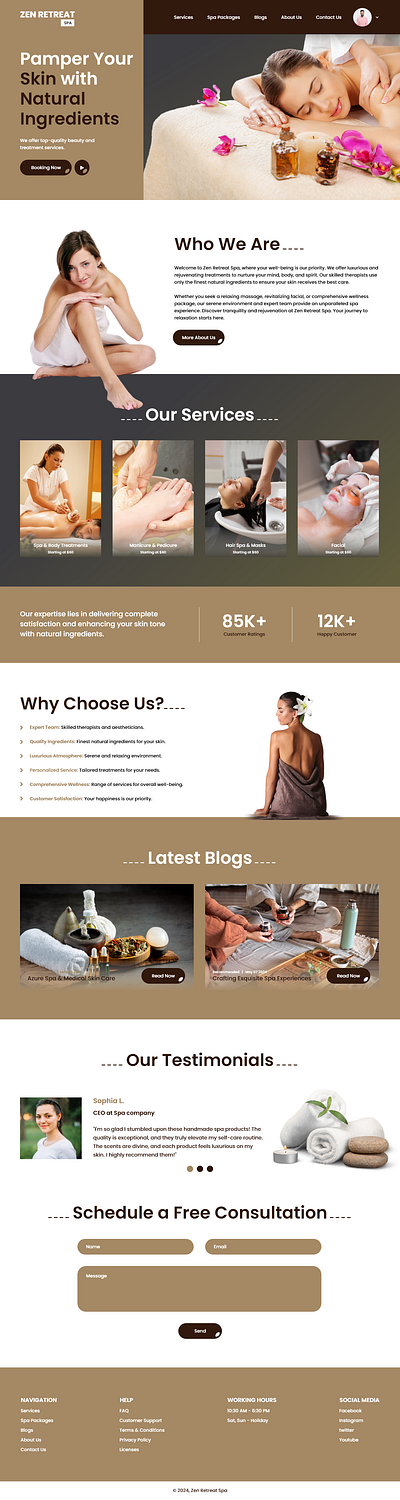 Spa Website Landing Page UI Design by WebDesk Solution on Dribbble