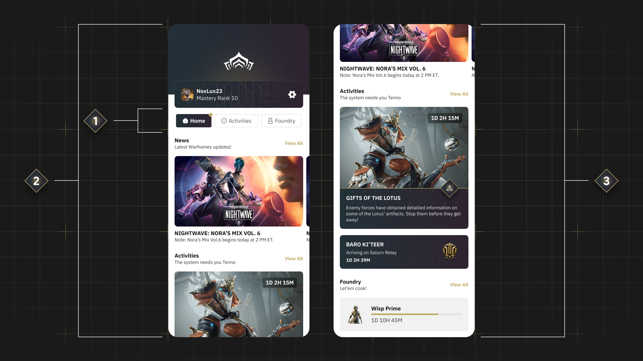 Warframe - Simplified Mobile App Redesign by Faiz Farhan Chalid on Dribbble