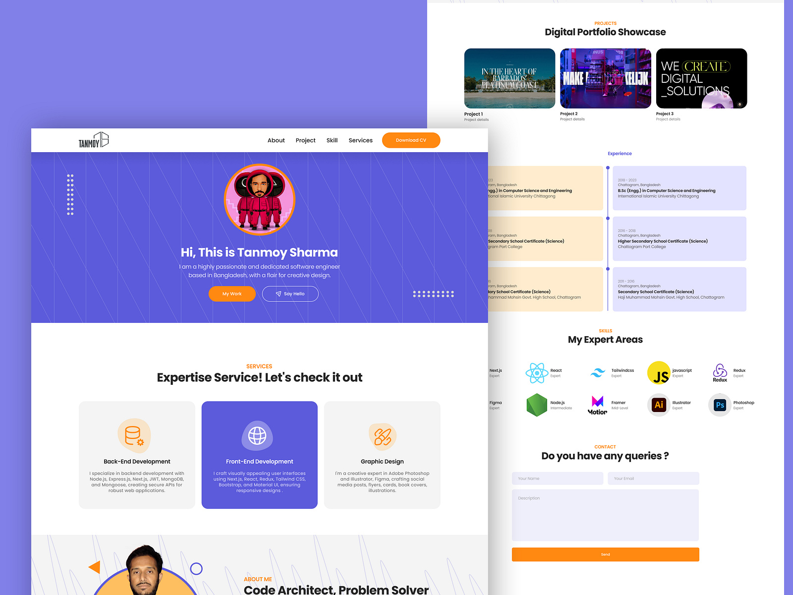 Portfolio Landing Page | UX UI | Web Development | Developer by Tanmoy Sharma on Dribbble