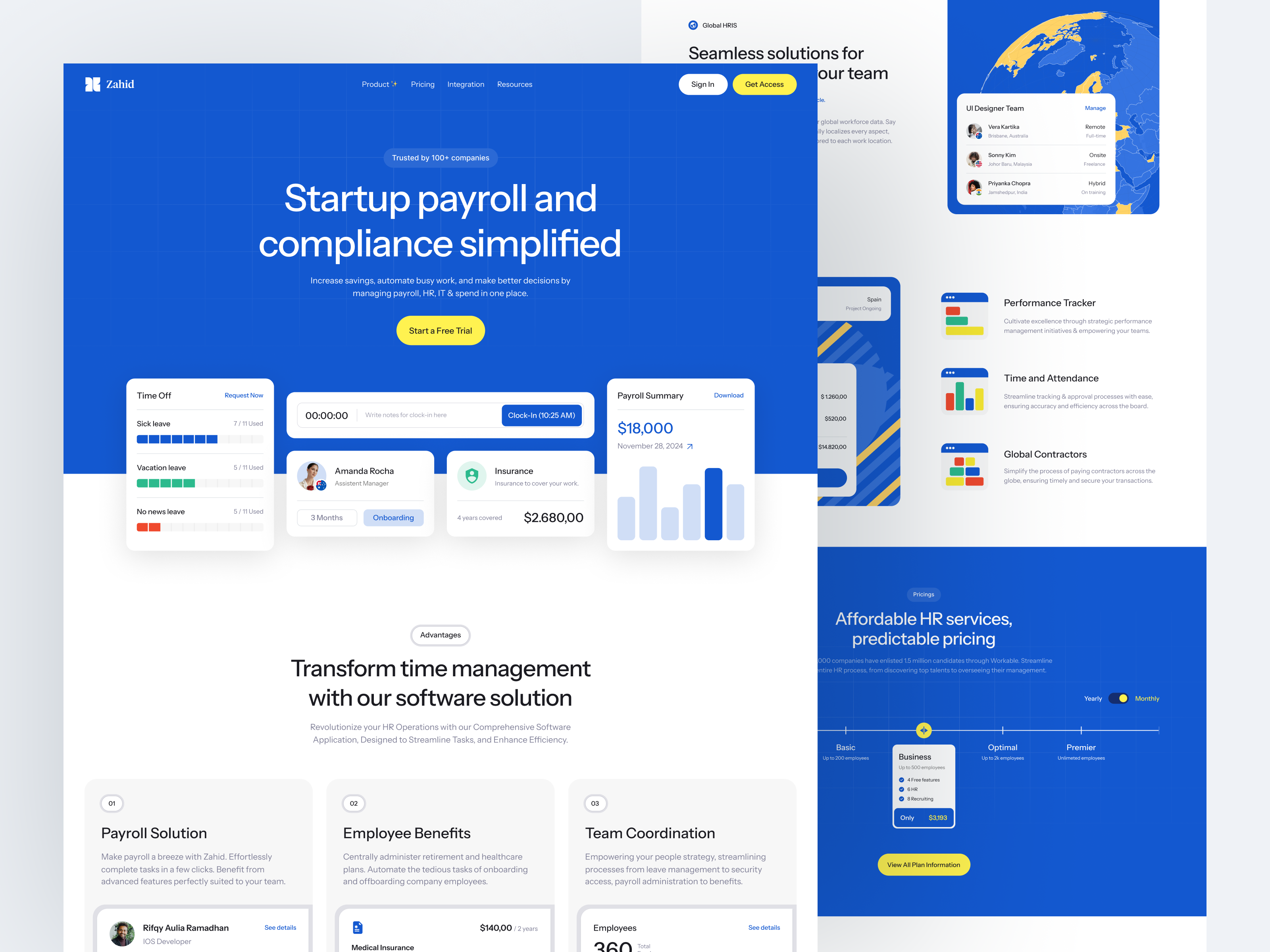 Zahid - HR Workflow SaaS Landing Page by Dipa UI/UX for Dipa Inhouse on ...