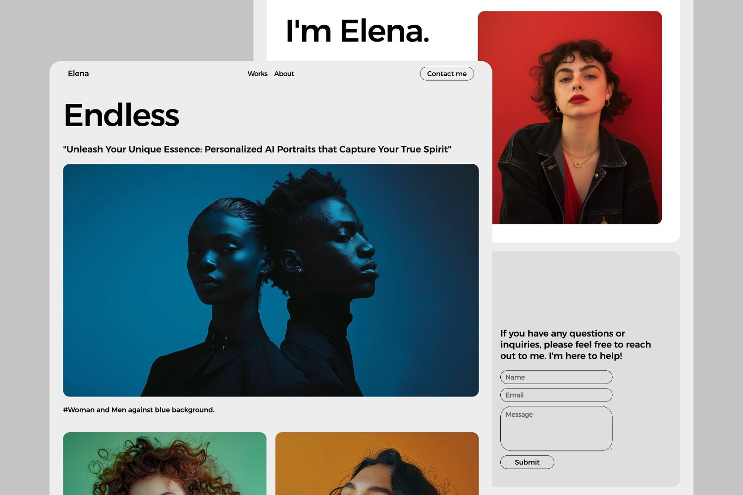 FREE Elena - Modern Ai Photo Designer Portfolio Carrd Template by Pixasquare on Dribbble