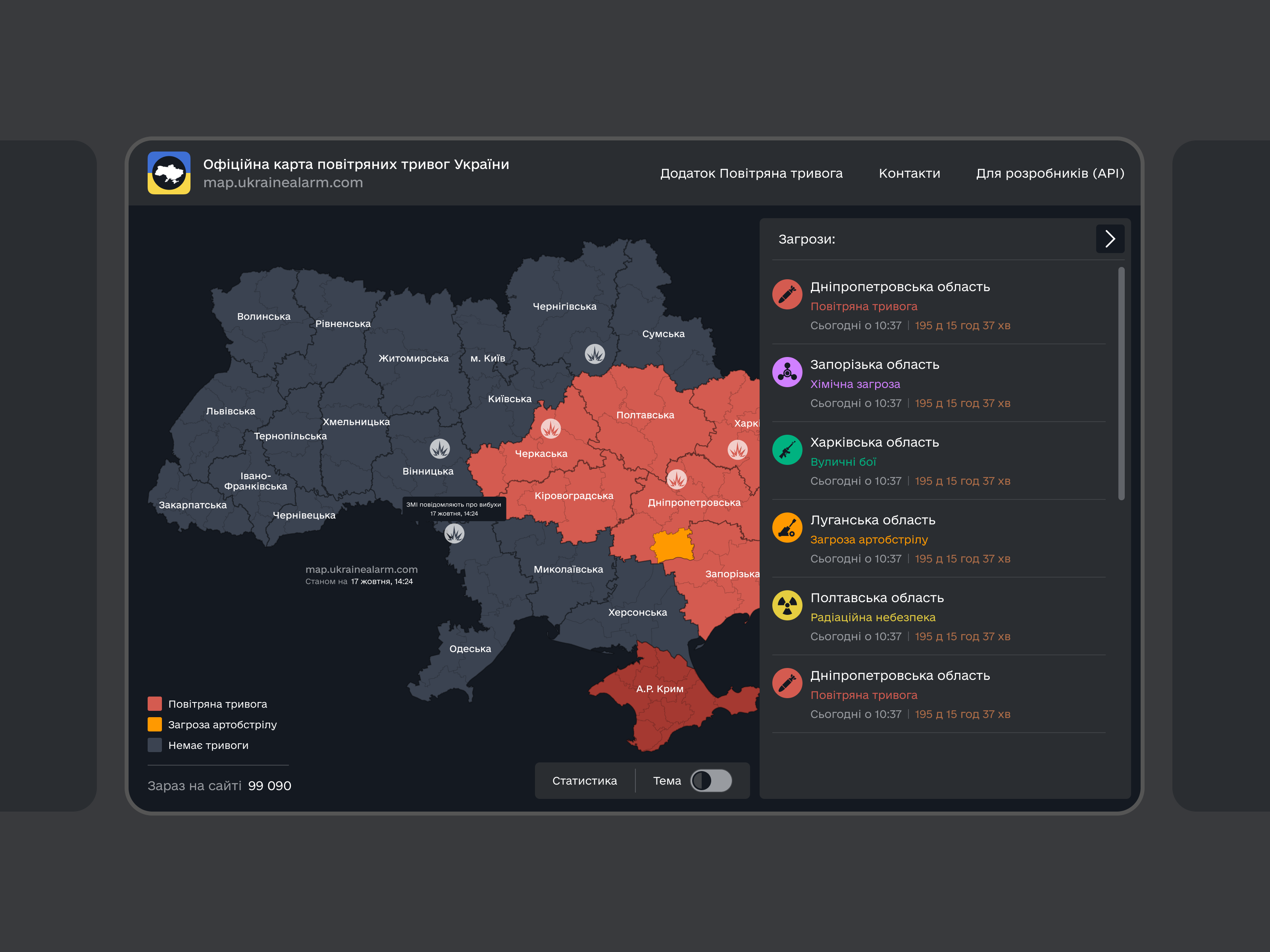 Notification system alerts list | Map of air alerts in Ukraine by ...