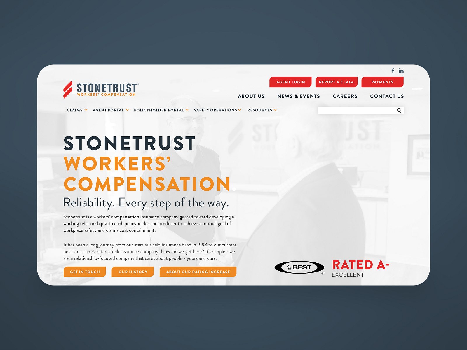 Stonetrust Workers' Compensation Website by Katie Bourg on Dribbble
