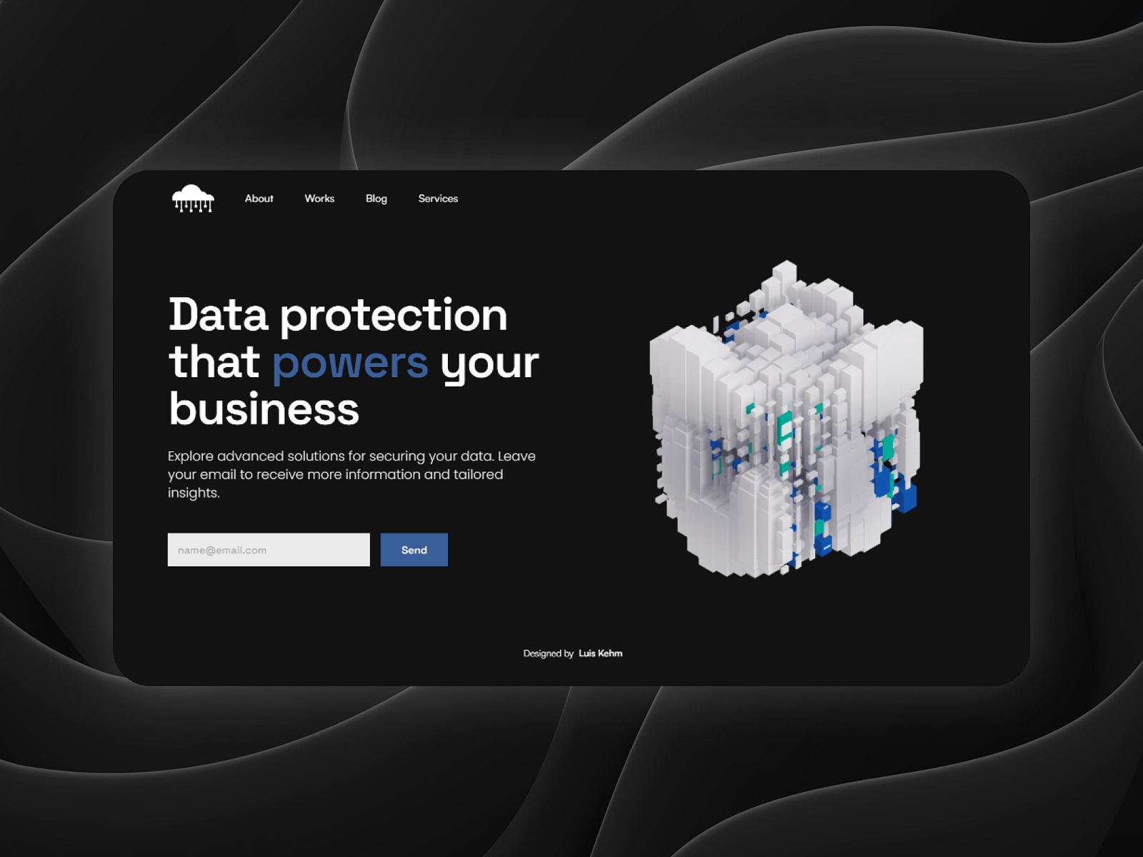 Hero Section 3d Data Protection Spline Framer By Luis Kehm On Dribbble