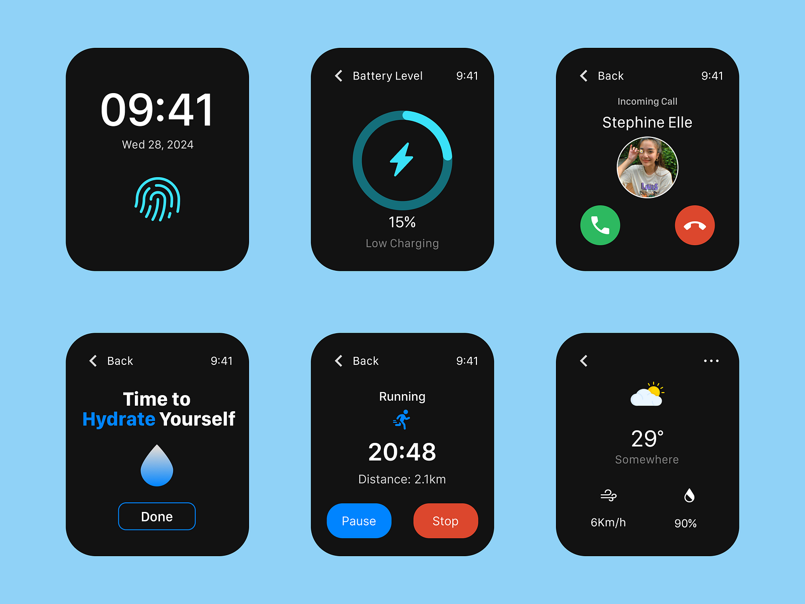 Smartwatch UI Design by Seelorshi on Dribbble