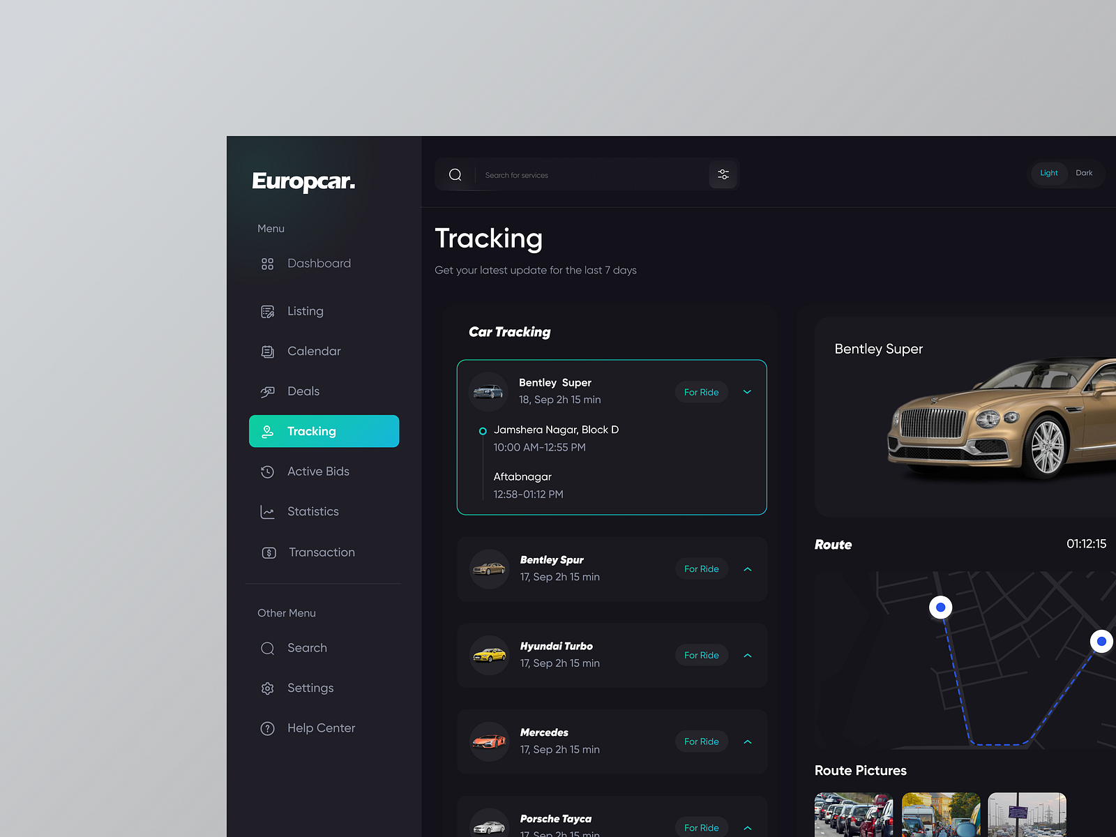 Car renting dashboard ui design by Roohi Koohi on Dribbble