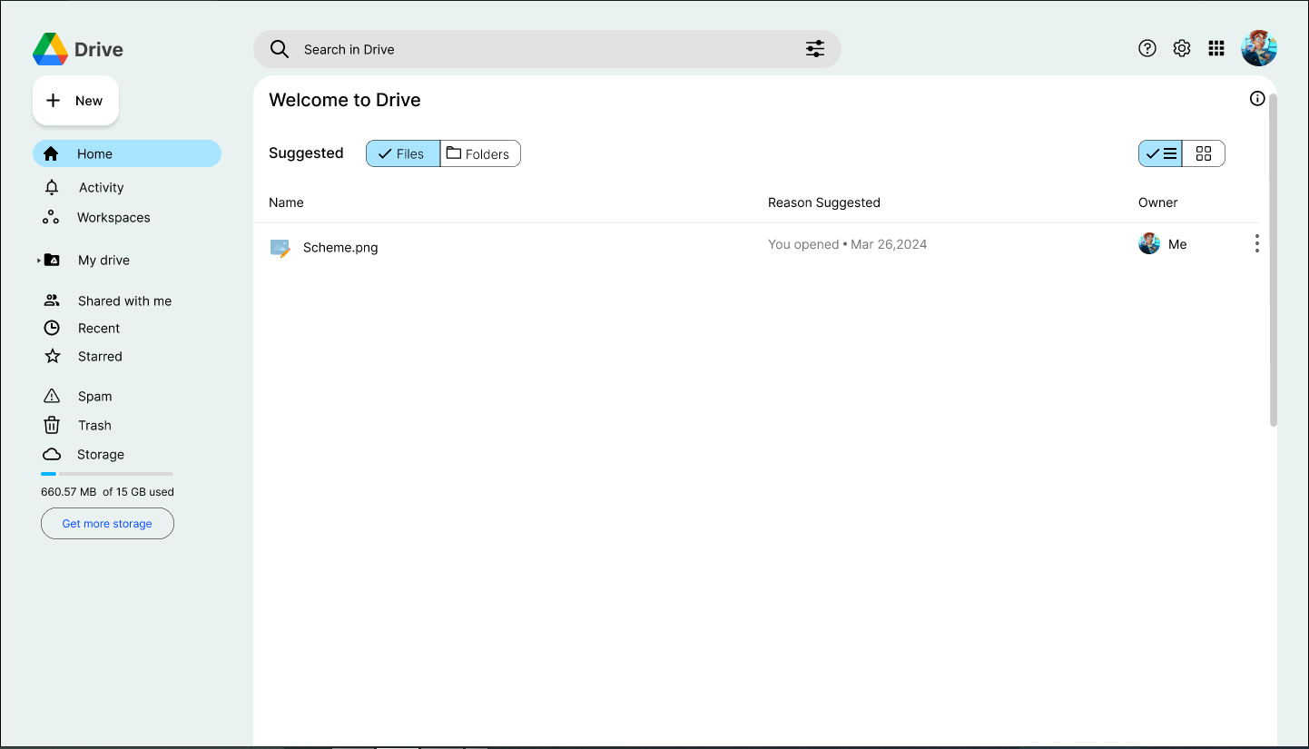 Google drive UI by Luka Vanishvili on Dribbble
