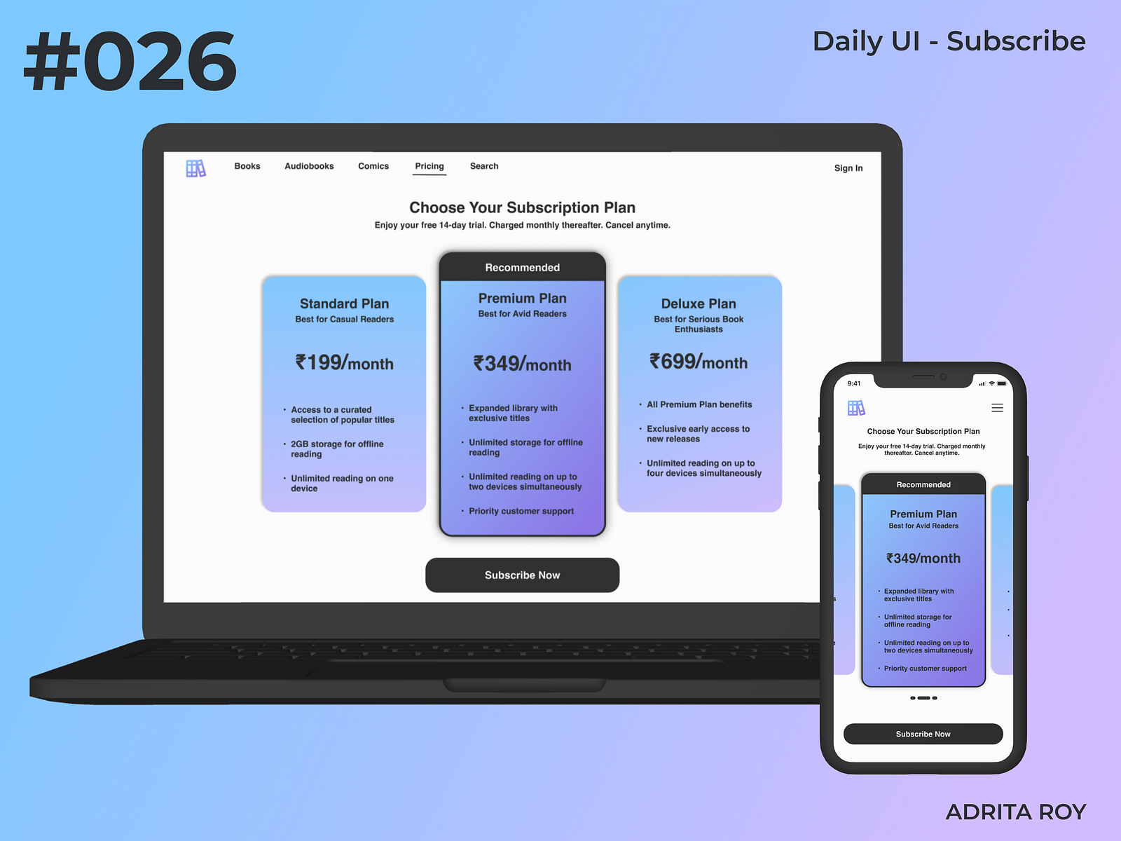 Daily UI 026 - Subscribe by Adrita Roy on Dribbble