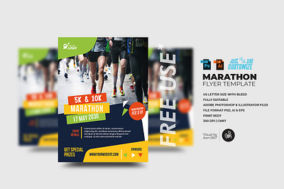 Marathon Event Flyer Template by Aam360 on Dribbble