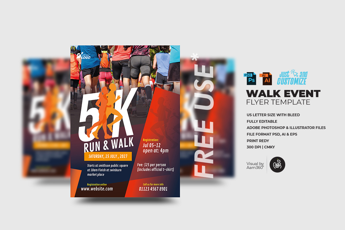 Walk Event Flyer Template by Aam360 on Dribbble