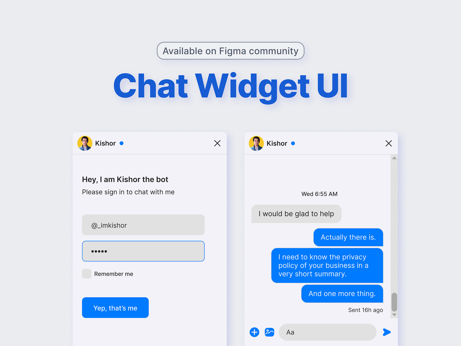 Simple Chat widget UI | Freebie by Kishor Kumar Khadka on Dribbble