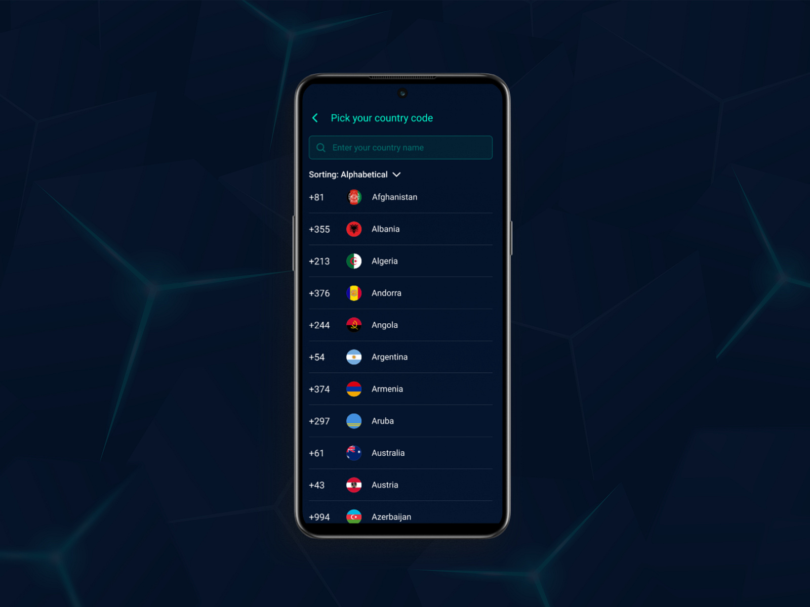 Country code list by Matine Esmaeil zade on Dribbble
