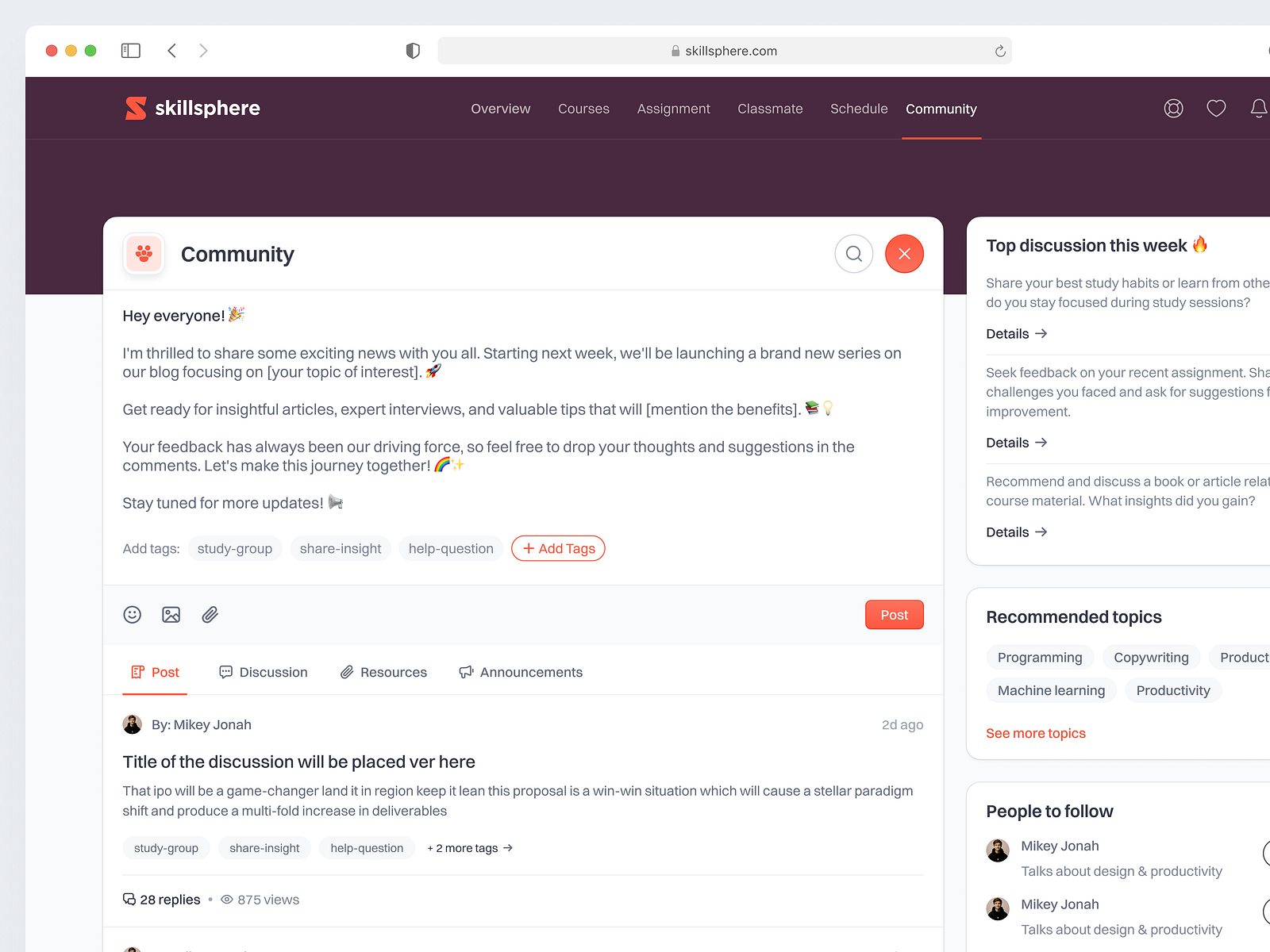 Skillsphere: E-Course Dashboard Saas Web App - Community 📚 by Keitoto ... Skillsphere: E-Course Dashboard Saas Web App - Community 📚 by Keitoto ...