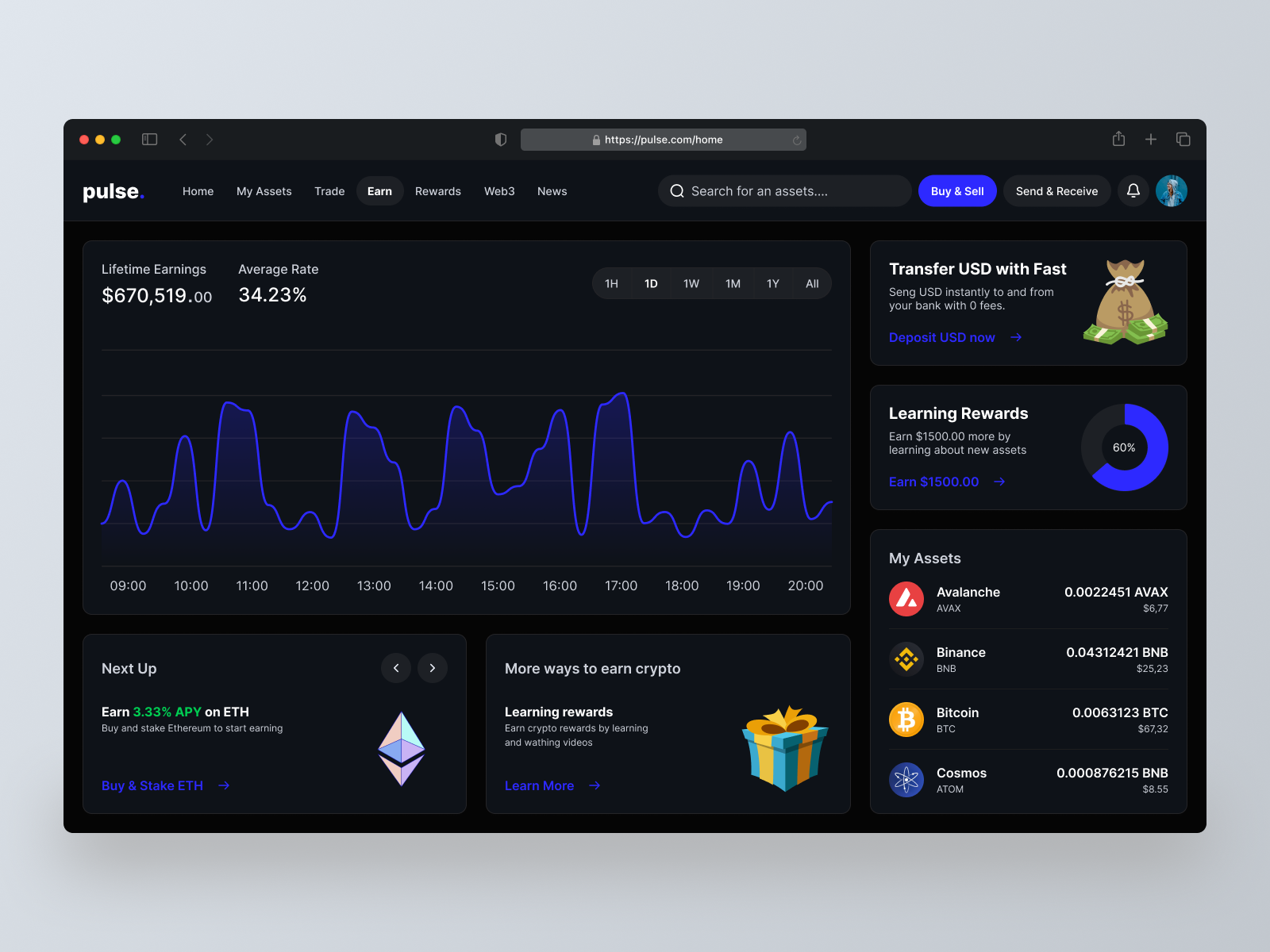 Earn Page Dashboard by Product SAAS for UI8 on Dribbble