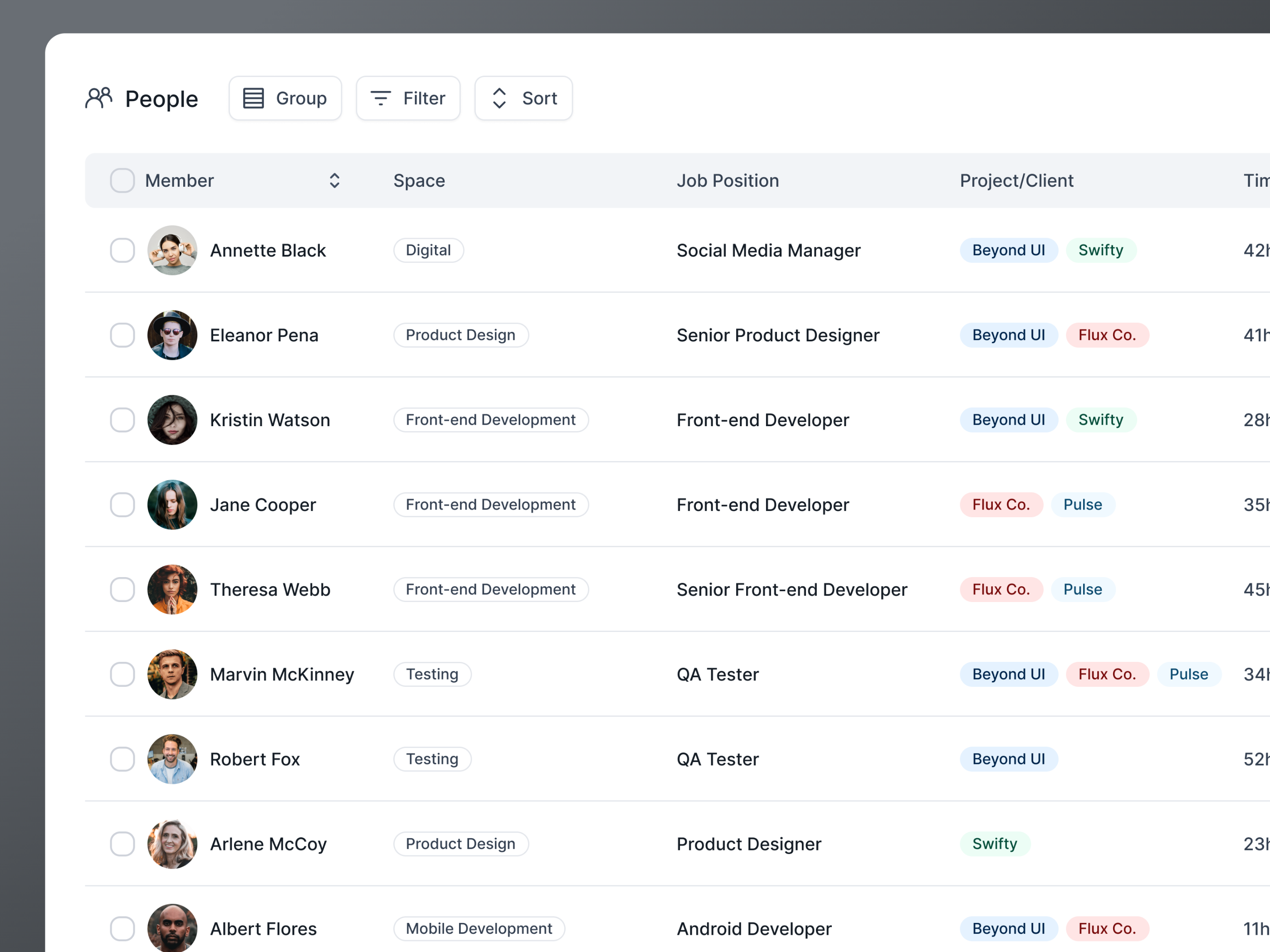 Table UI by Beyond UI on Dribbble