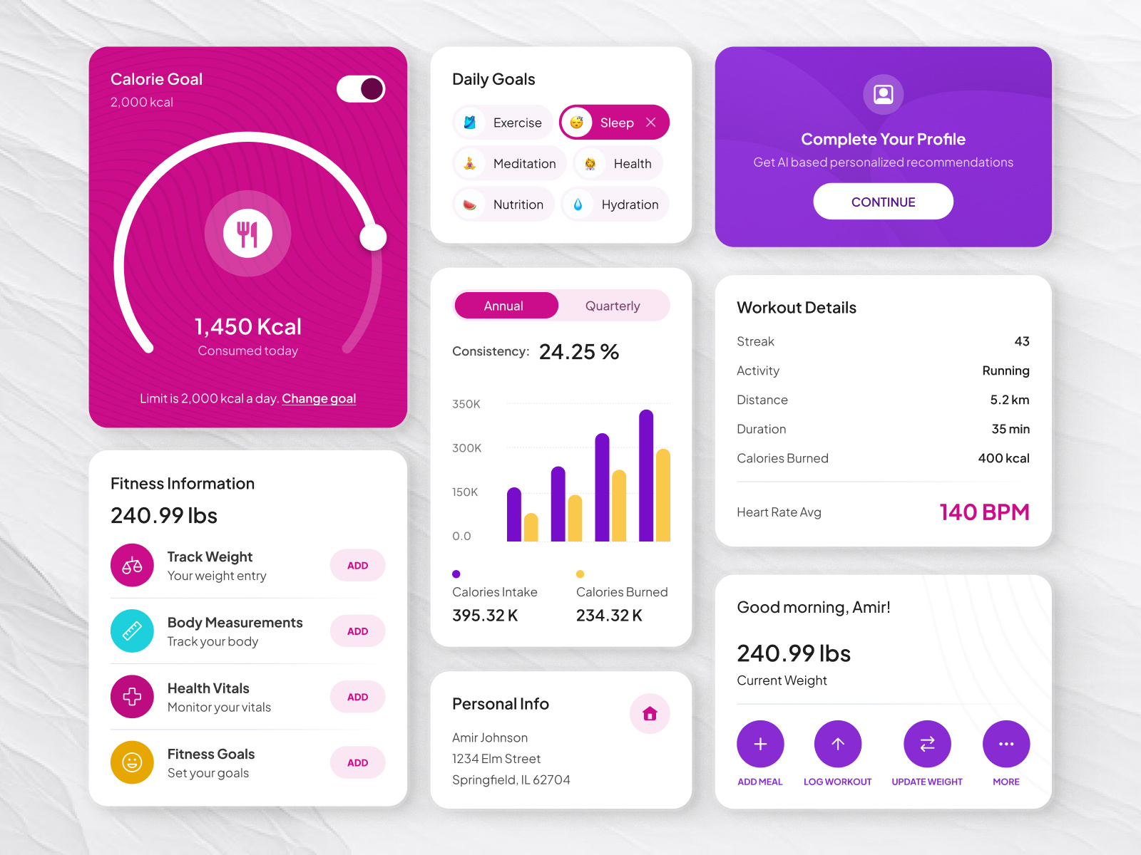 UI Widgets for Fitness App by Astik Dahal on Dribbble