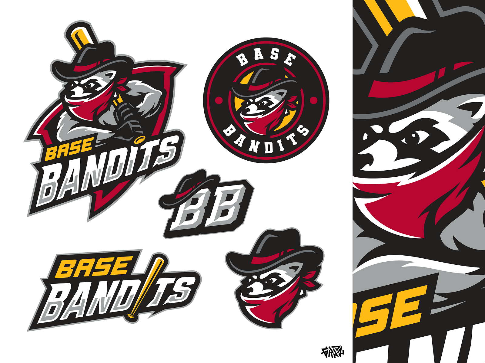 Racoon baseball Logo mascot done for BASE BANDITS by GIRINDRA DESIGN on ...