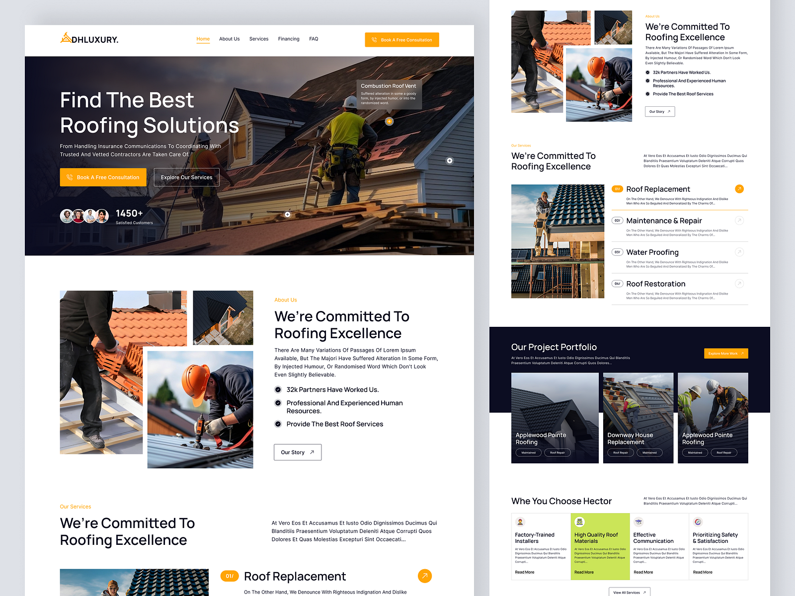 Roofing landing page Website Design by MD Sumon Farazi🔥 on Dribbble