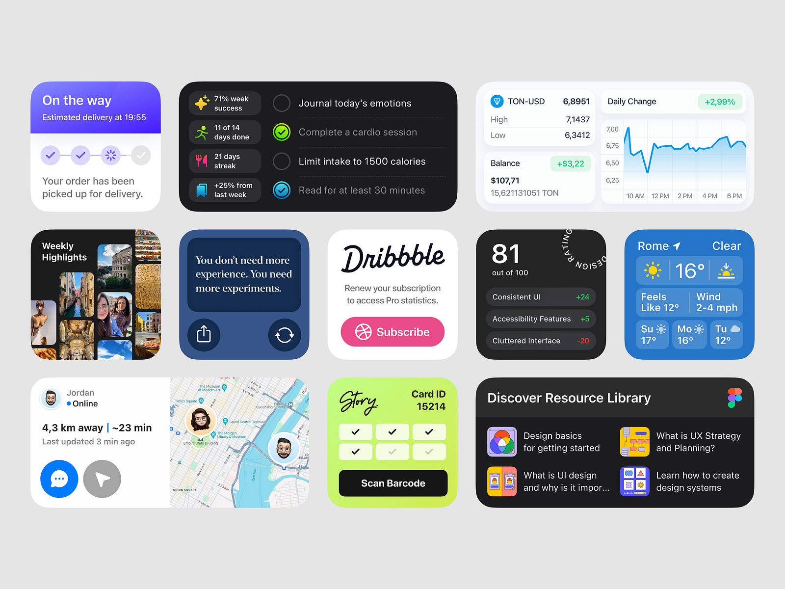 iOS Widgets Collection – Part 2 by Jamie Miller on Dribbble