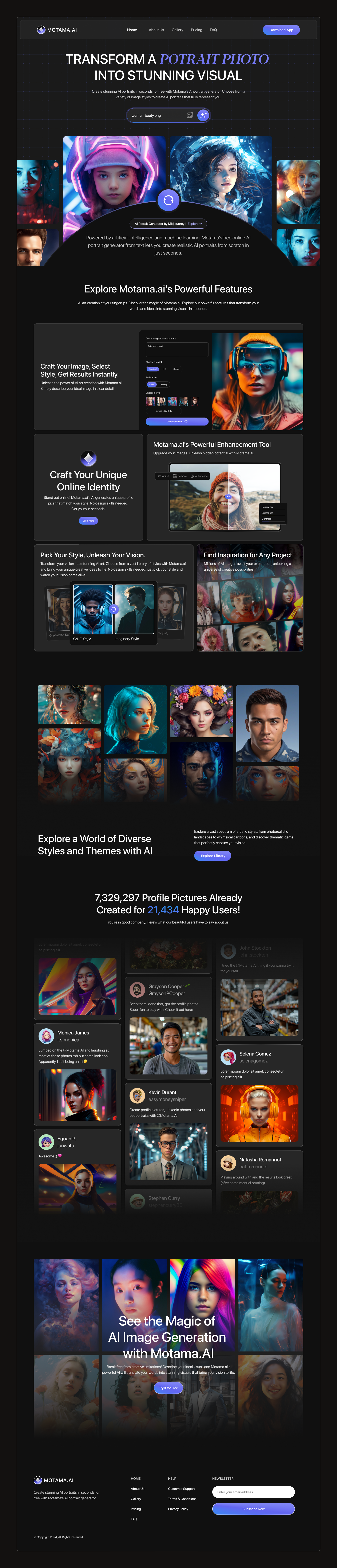Motama.AI - Potrait Generator Landing Page by Muhammad Ahrasya for Elux ...