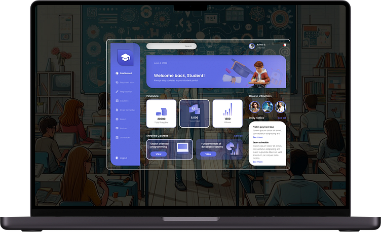 Student Portal Dashboard- VR VIEW UI DESIGN by systazone solution on ...