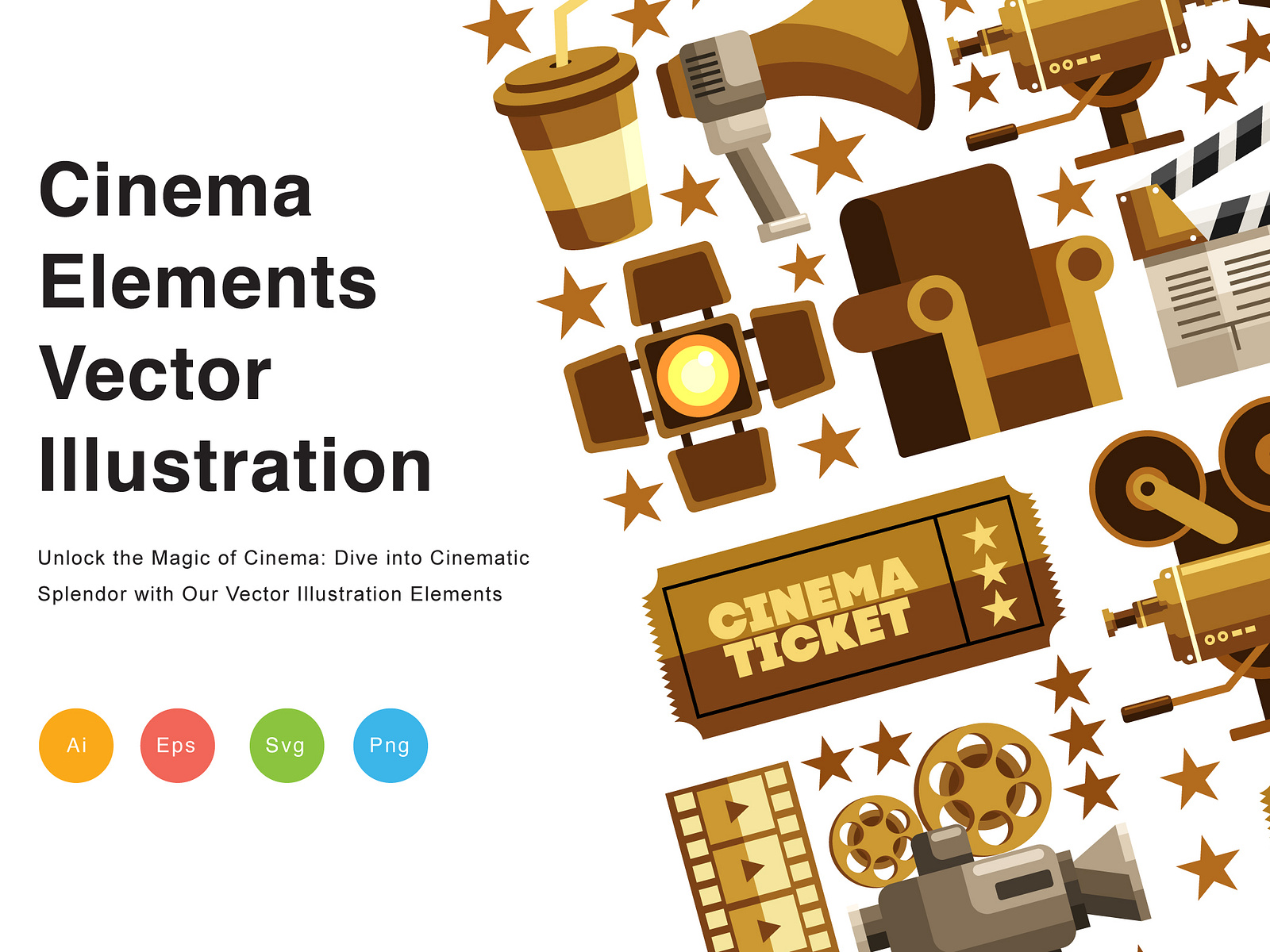 Cinema Elements Vector Illustration by ianmikraz on Dribbble